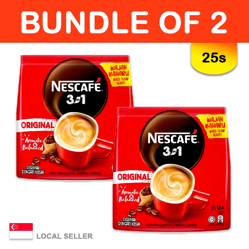 [Bundle of 2] Nescafe Coffee 3 in 1 Original Instant Coffee, 25pcs ...