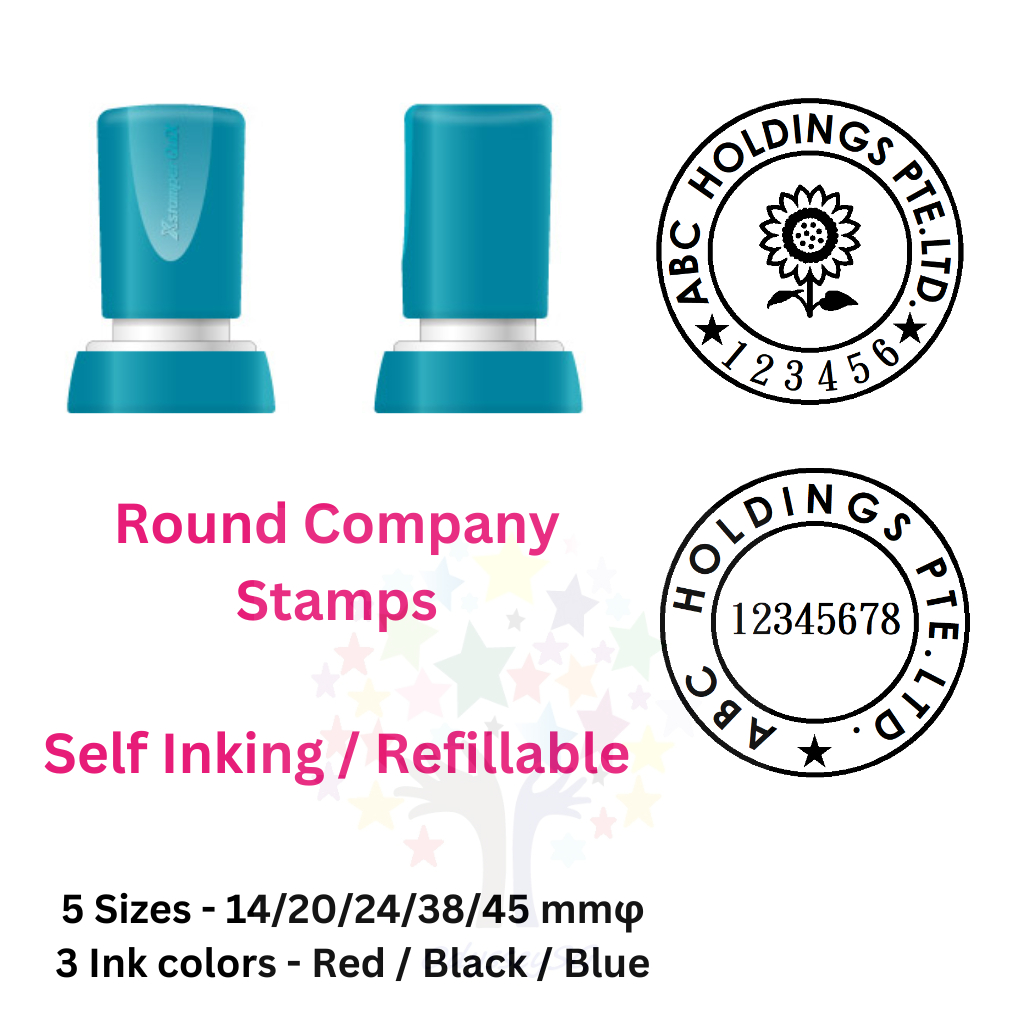 Round Company Logo Stamp / Company Chop - Self Inking / Refillable ...