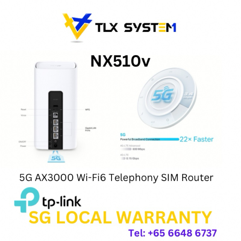 TP-Link NX510v 5G AX3000 Wi-Fi 6 Telephony Router | Shopee Singapore