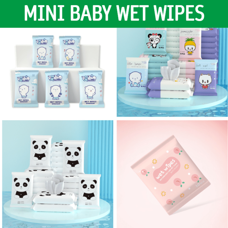 Mini Baby Wet Wipes 1 Packet 10 tissue / Portable Baby Wipe / Purified ...