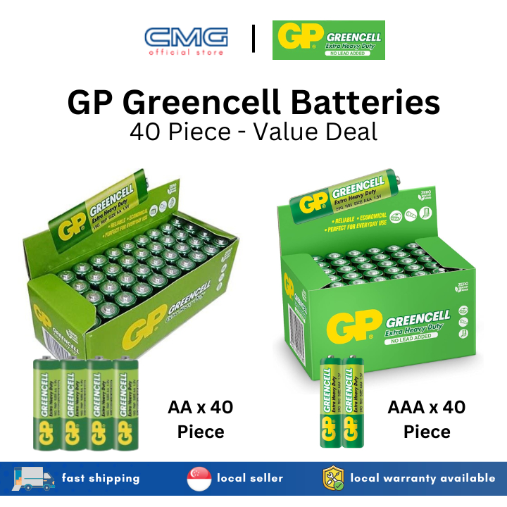 *Value Box of 40* GP AA/AAA Greencell Batteries Carbon Zinc Battery ...