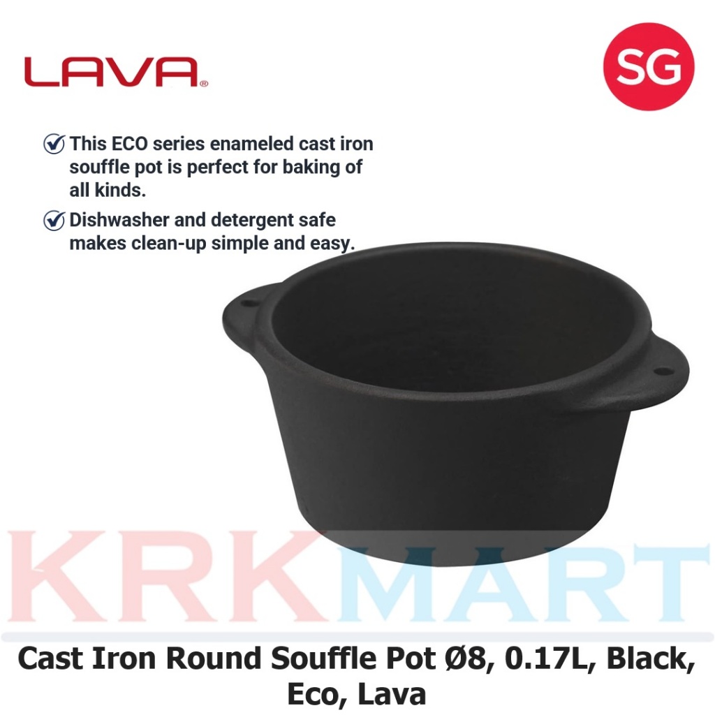 LAVA ECO BLACK CAST IRON ROUND SOUFFLE POT Ø8, 0.17L | Shopee Singapore