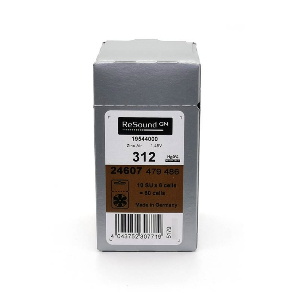 ReSound GN Size 312 Hearing Aid Battery (1 Box of 10 Packs, 60 Cells ...