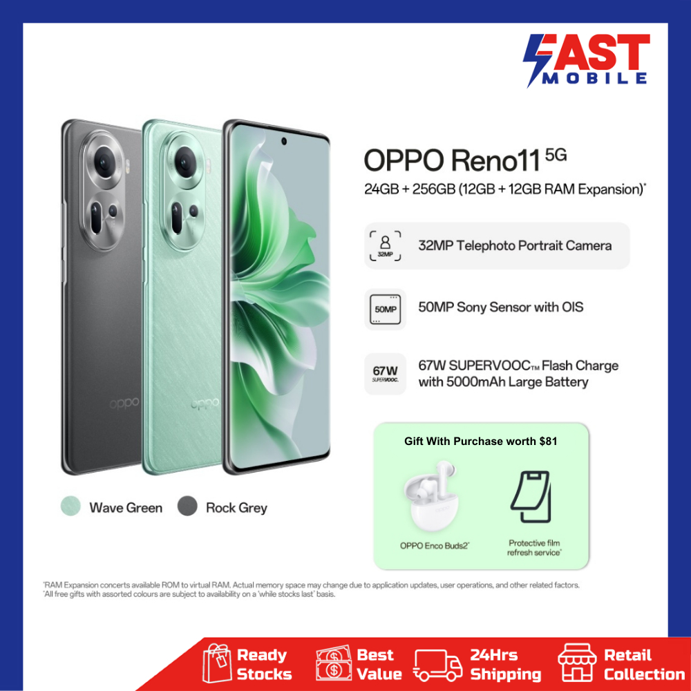OPPO Reno11 5G | 2 Years SG OPPO Warranty | 24GB(12+12) RAM | 256GB ROM ...