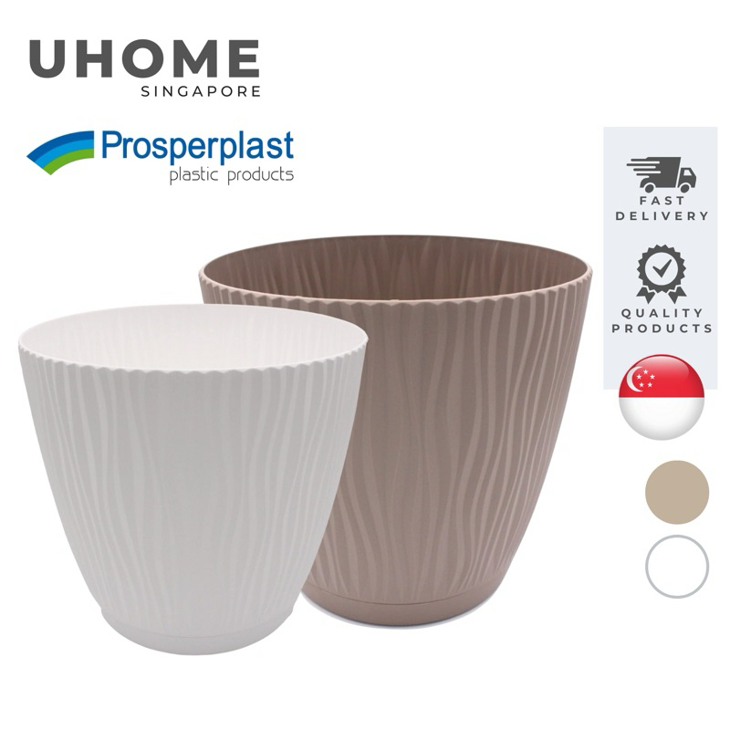 Prosperplast Sandy Flower Pot (Mocca/White) Available 2 Sizes (129mm ...