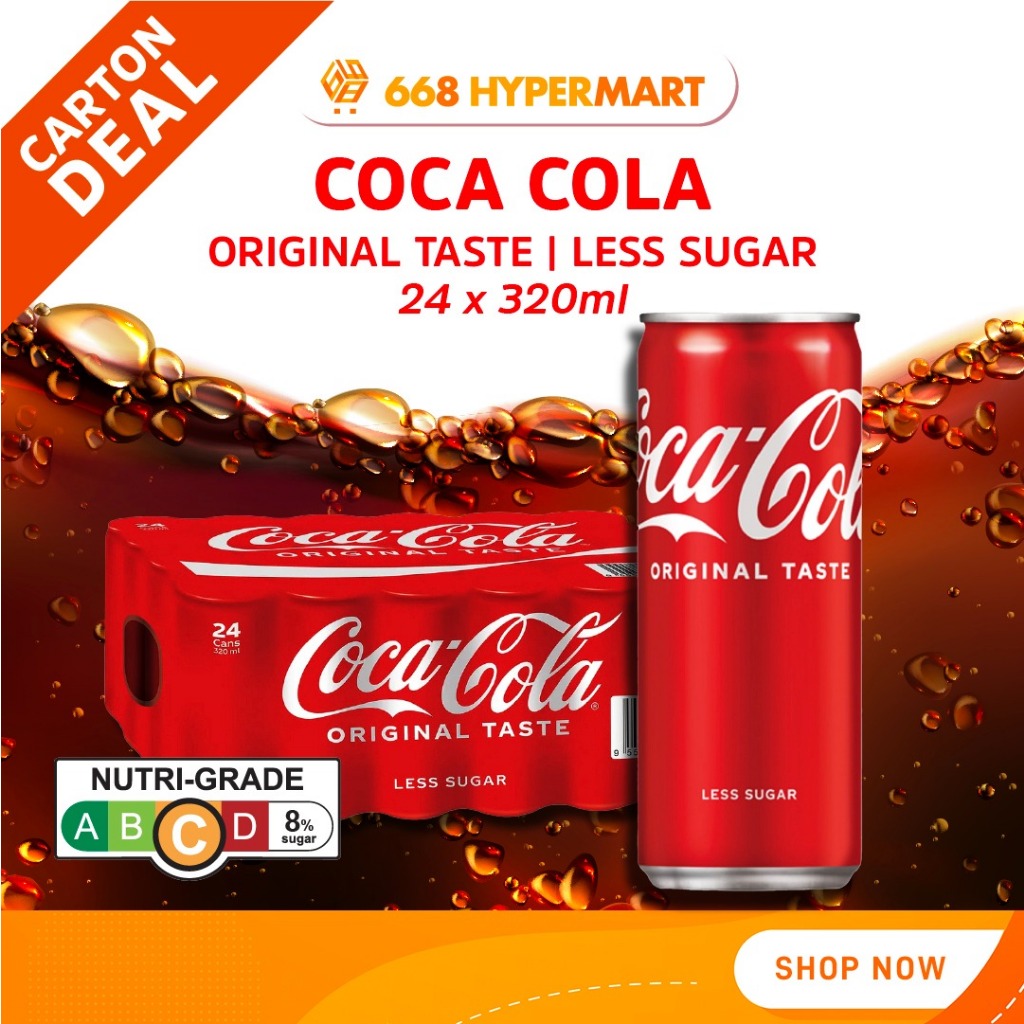 Coke Coca Cola (Less Sugar) 24Cans / 30 Cans x 320ml [ SELF COLLECT ...
