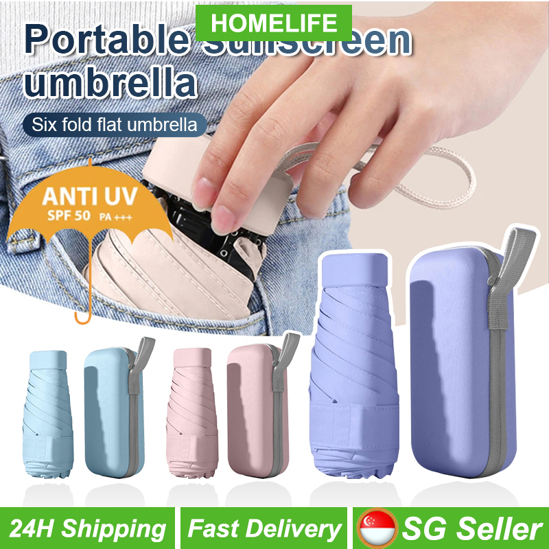 [SG Stock Free Bag] Uv Sun Umbrella Lightweight Umbrella Flat Mini ...