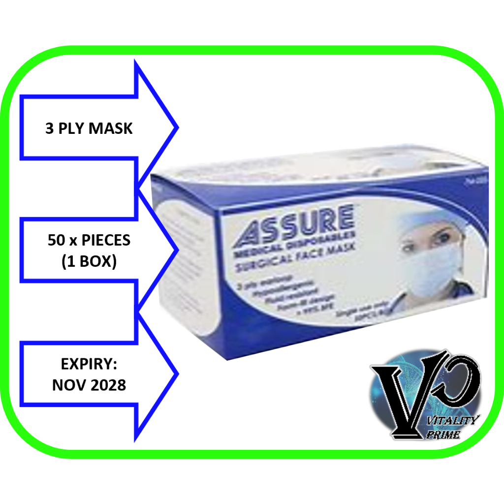 ASSURE Surgical Mask 50 Pieces/Box [3s and 6s Boxes Bundles] [Exp: Nov 28] | Shopee Singapore