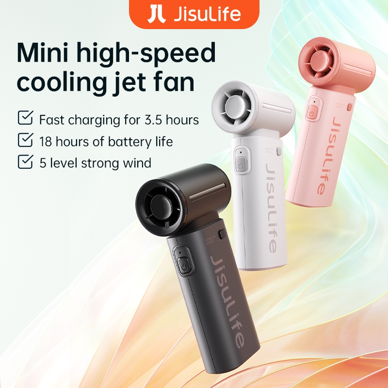 JISULIFE Life9 Portable Fan 5000mAh Mini Turbo Jet Rechargeable Fans ...