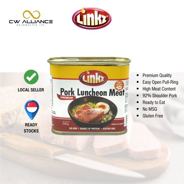 Linkz Pork Luncheon Meat 340g Premium Quality, 92% Shoulder Pork, No ...