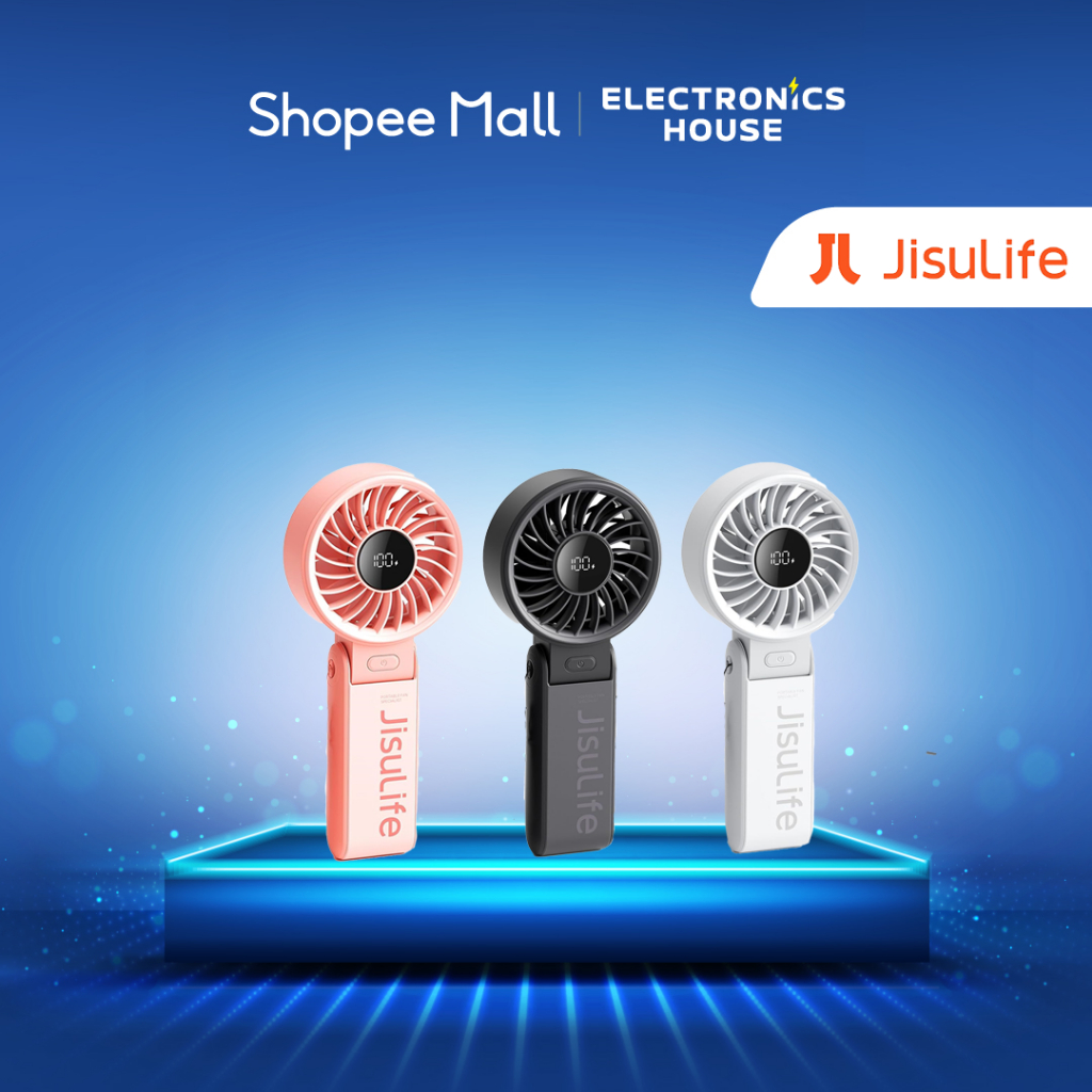 JISULIFE Life7 Portable 5000mAH Handheld Fan 5 Speed Fan Safty Lock ...