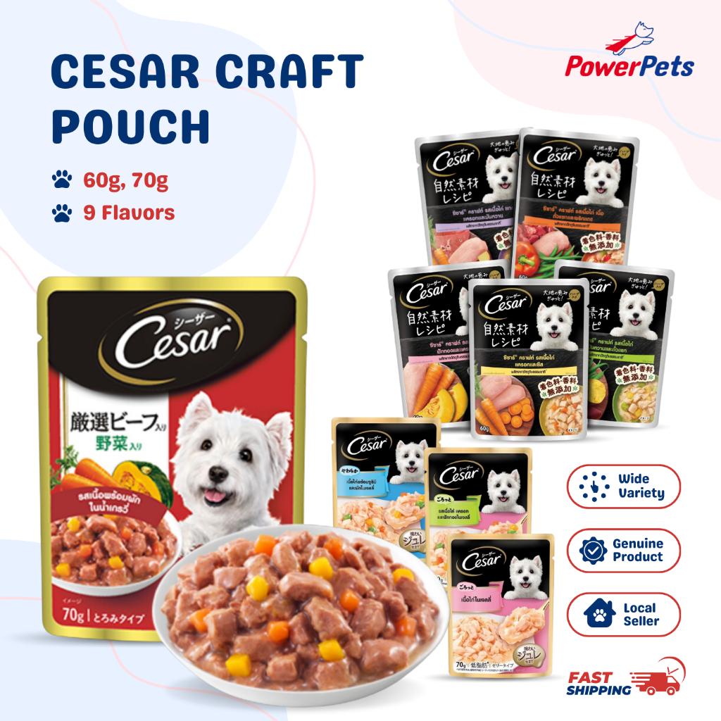 Cesar Craft Pouch Wet Dog Food 60g/70g - Tasty Flavors, Nutritious Food ...