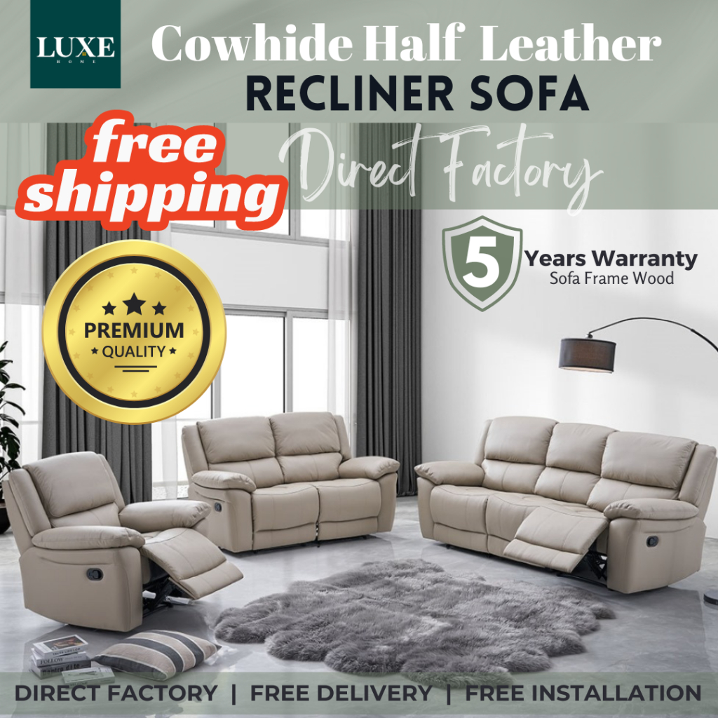 Recliner Leather Sofa Set Sofa Leather Half Leather Sofa 3 Seater Sofa
