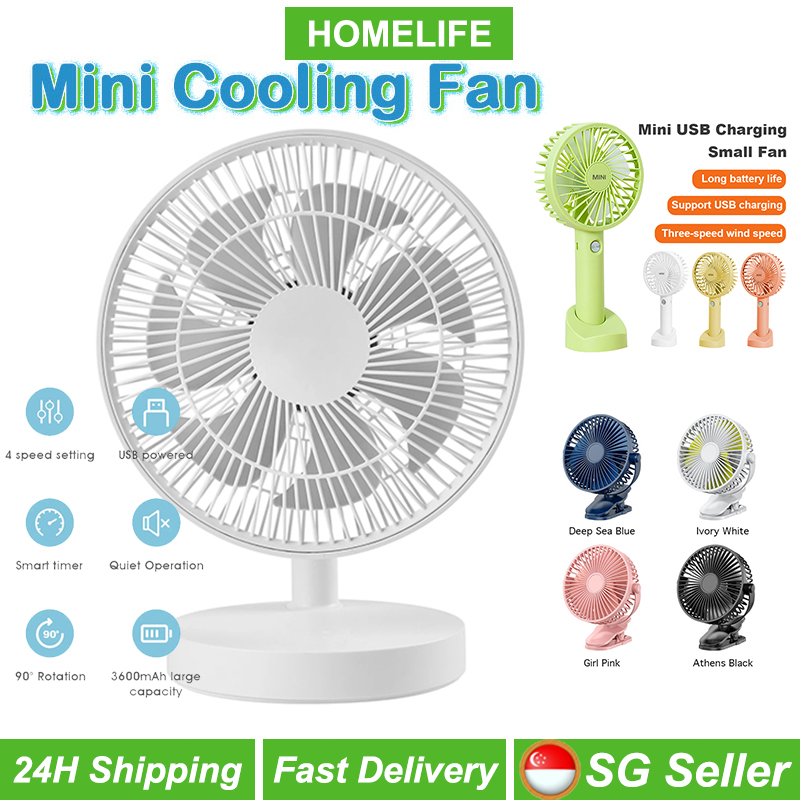 [SG Stock] USB Fan Desktop Fan Table Fan Rechargeable Mini Fan Folding ...