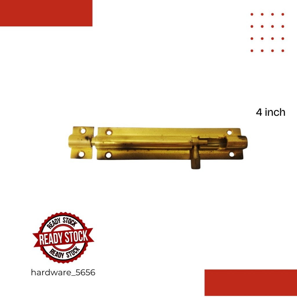 【Lelong 清仓商品】Copper 4" Door Bolts Latch Slug Sliding Door Lock 门栓锁 ...