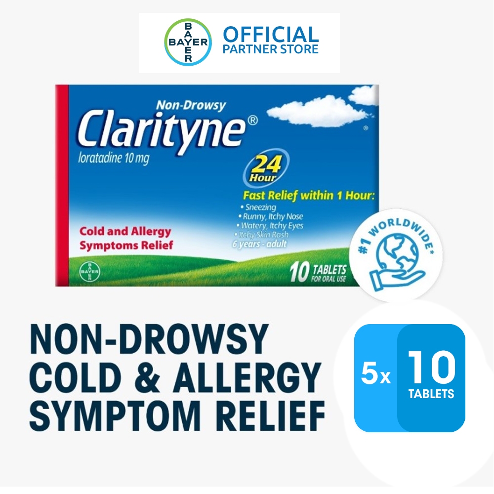 [Bundle of 5] Clarityne Non-drowsy 24 hours Allergy Relief Tablet 10 ...