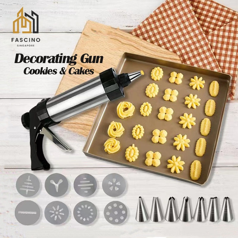 【SG】Stainless Steel Cookie Press Gun Set Decorating Gun Piping Gun ...