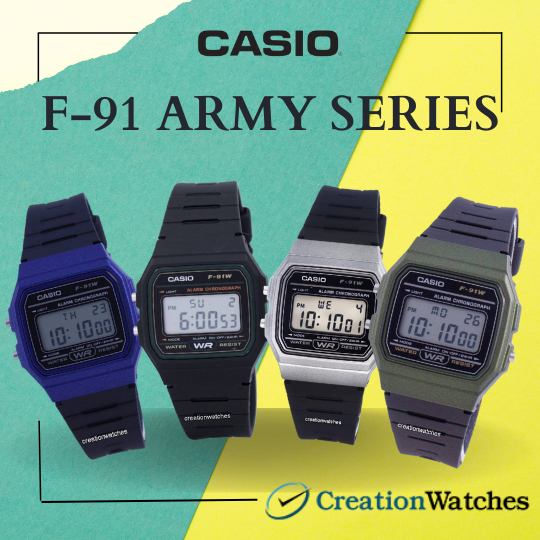 Casio F-91 Series Digital Army Watch F-91W-1 F-91W-3 F-91WG-9 F-91WM-1 ...