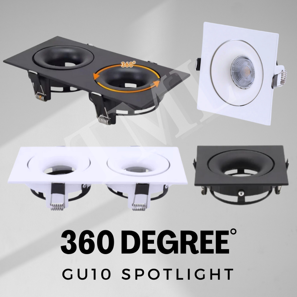 Premium Recessed 360 Degree Halo Double Head Square GU10 Anti-Glare ...