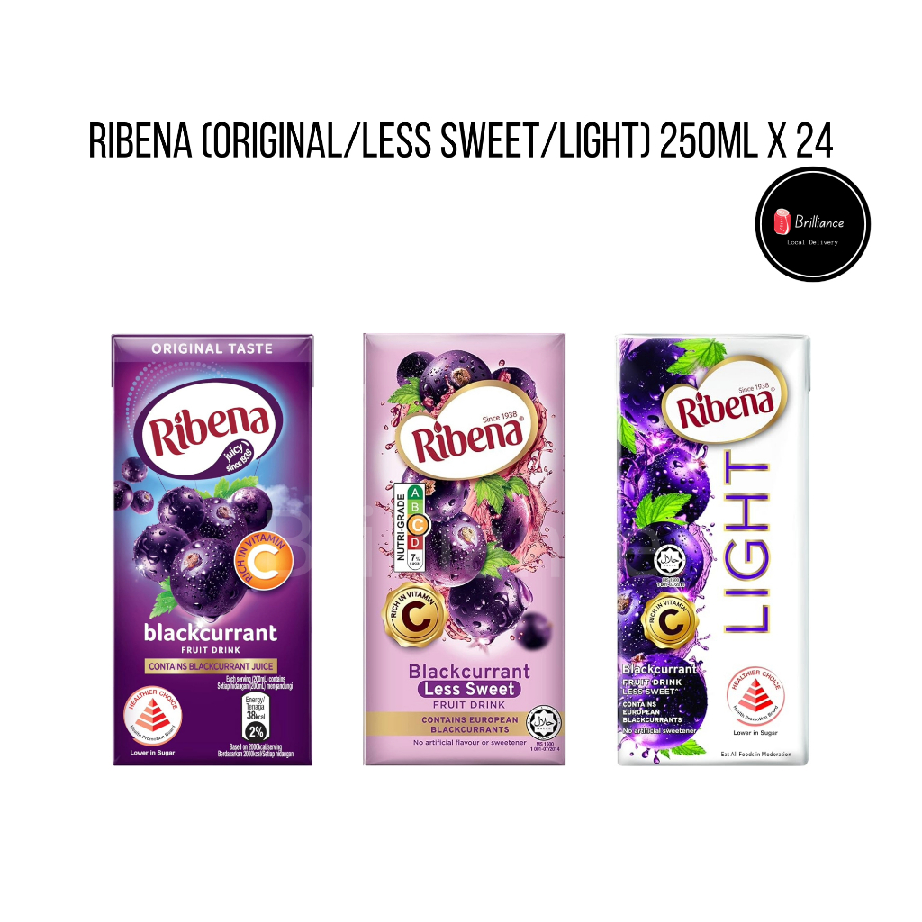 Ribena Blackcurrant Drink [Original/Less Sweet/Light] (200ml x 24 ...