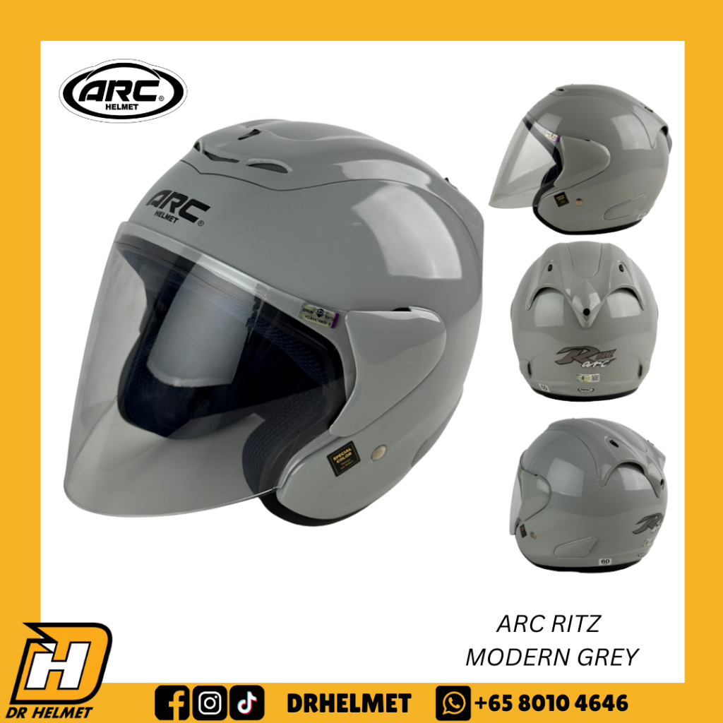 ARC Ritz Modern Grey Helmet | Original ARC Helmet Singapore | Shopee ...