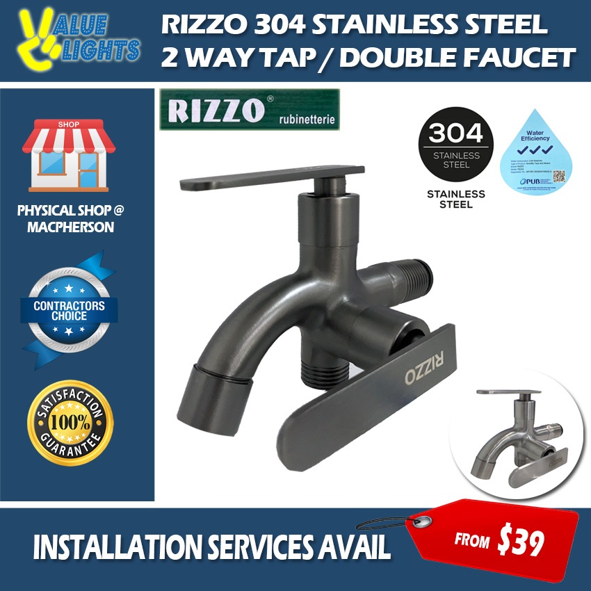 [Climate Voucher] Rizzo 304 Stainless Steel 2 Way Tap Double Faucet Two ...