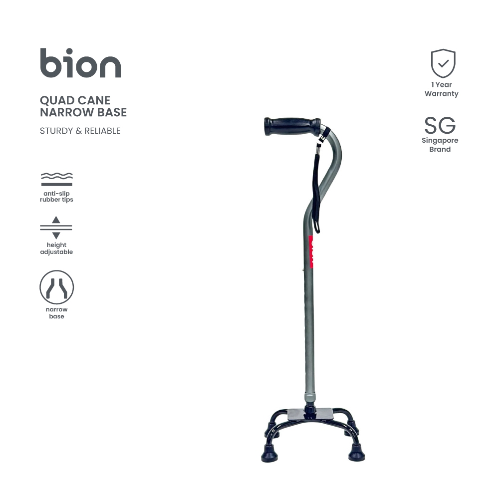 Bion Quad Cane | Broad Base Narrow Base Height Adjustable Walking stick ...