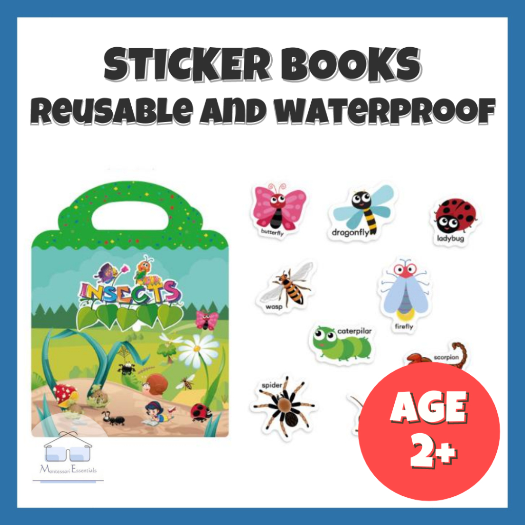 (Insects) Reusable First Sticker Books - Waterproof, Kids Education ...