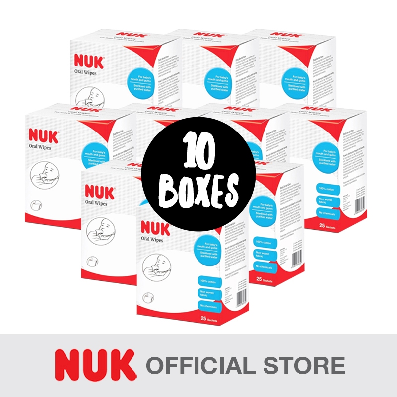 NUK Oral Wipes For Newborn Baby | 25 Sachet/ Box | 10 boxes | Carton ...