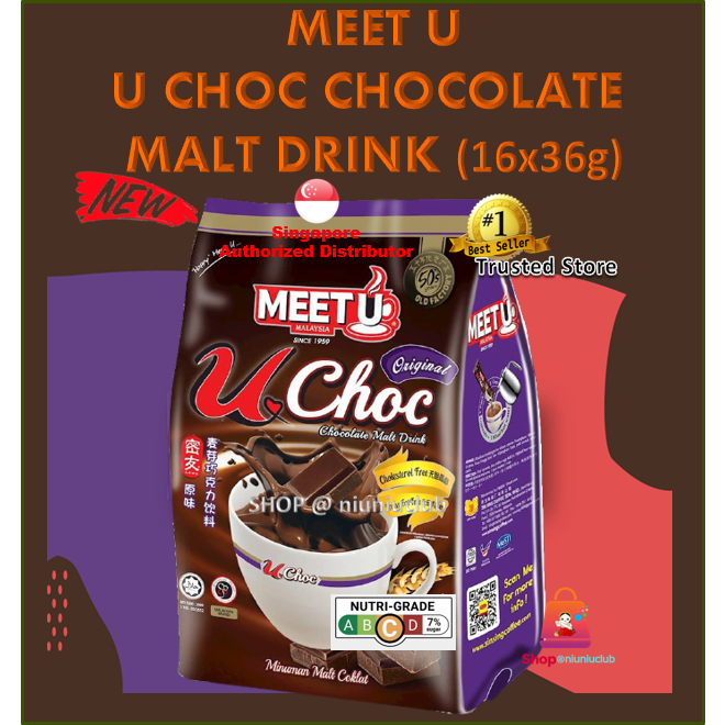 Chocolate Malt Drink UChoc Meet U Original 原味麦芽巧克力饮料 (16's x 36g) Exp0126 | Shopee Singapore