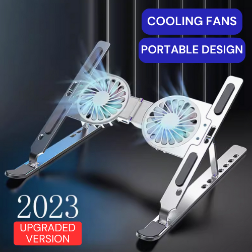 Laptop stand with Fan Foldable Adjustable height Cooling laptop stand ...