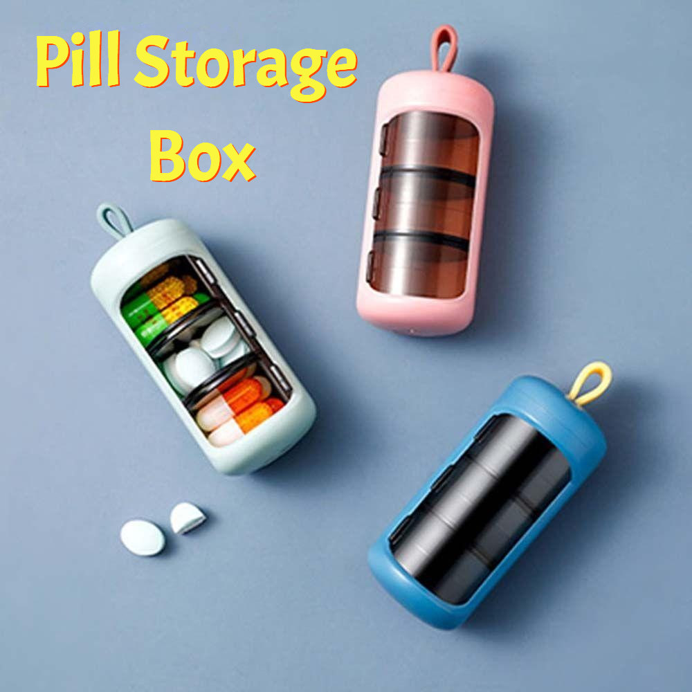 Pill Box Storage Sliding Compartment Capsules Medicine Organizer Travel ...
