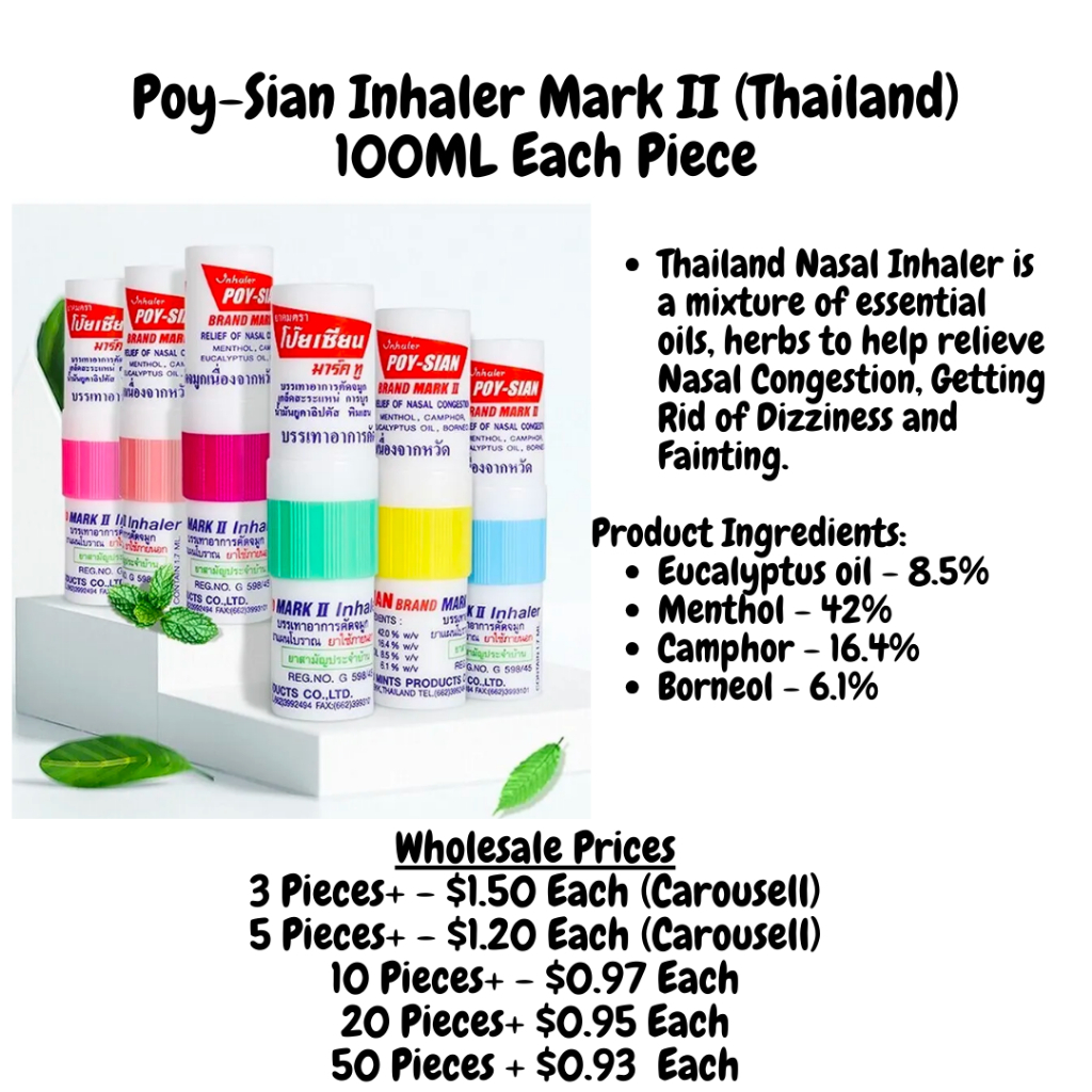 [Local SG Stock, Cheapest] Thailand Poy-Sian Inhaler Mark II PoySian ...