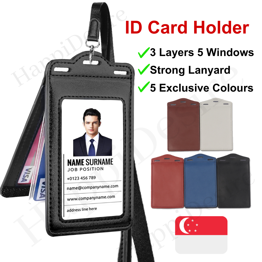 🔥SG Seller🔥 ID Card Holder Trifold Duty Cardholder PU Leather With ...