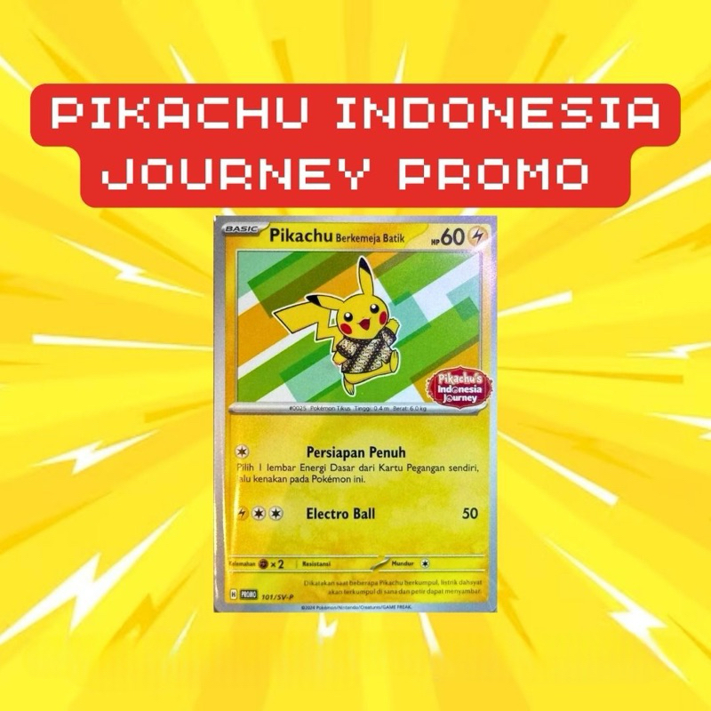 Authentic Pokemon TCG Pikachu Berkemeja Batik 101/SV-P Exclusive Pikachu Indonesia Journey ...