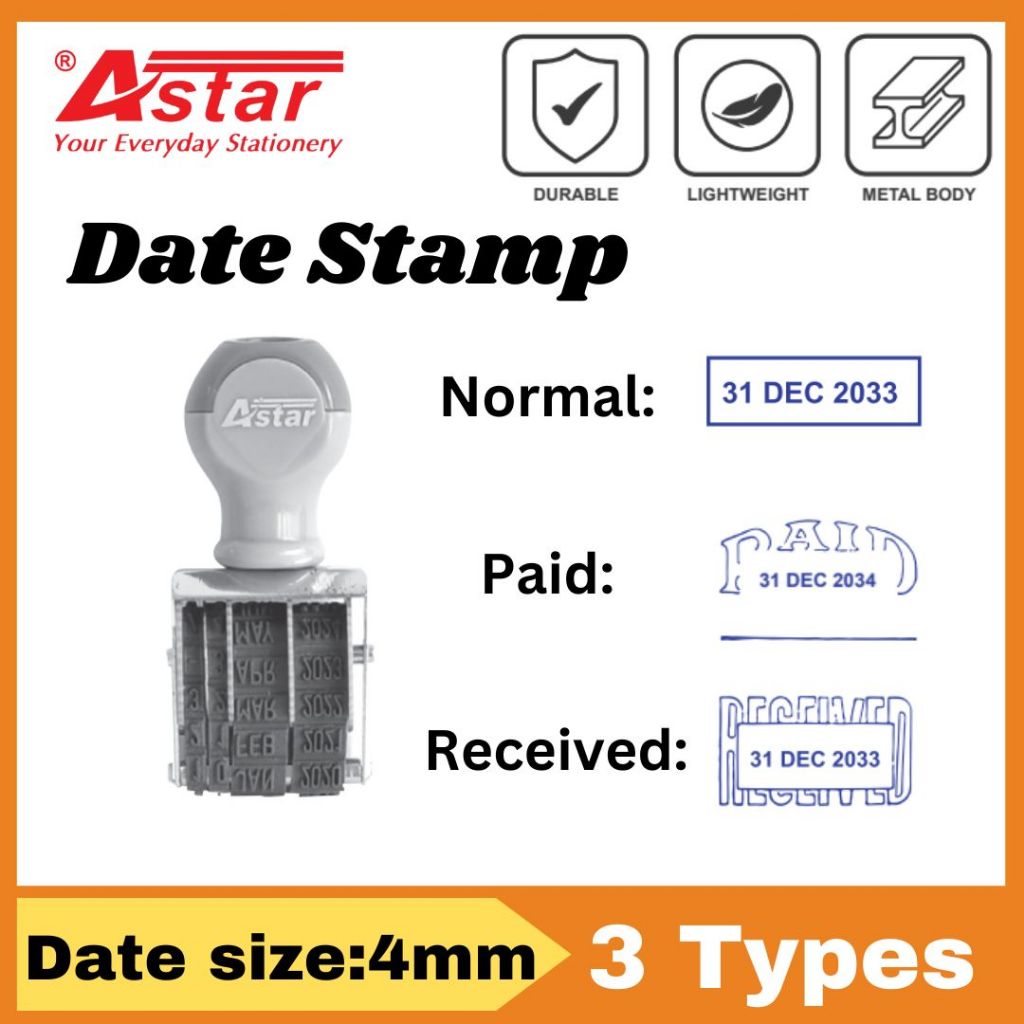 Astar Date Stamp /Paid Date Stamp / Received Date Stamp / 4mm ...