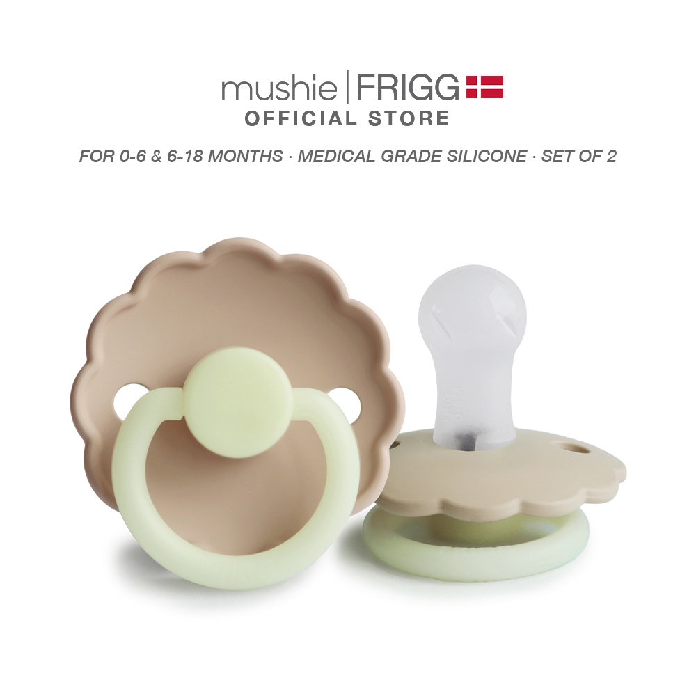 FRIGG | Daisy Silicone Night Pacifier [Set of 2] Glow in the Dark 0-6 ...
