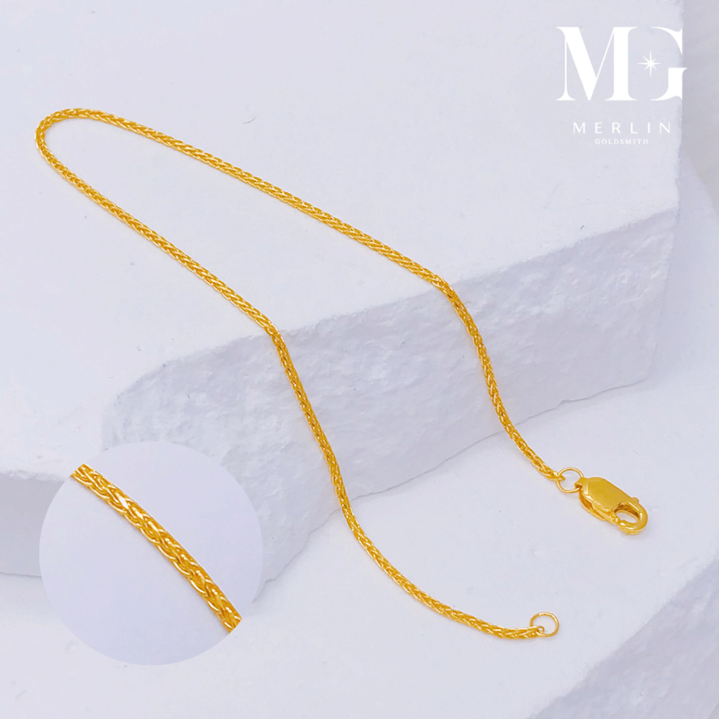 Merlin Goldsmith 22K 916 Gold Wheat Chain Bracelet (1GM+) | Shopee ...