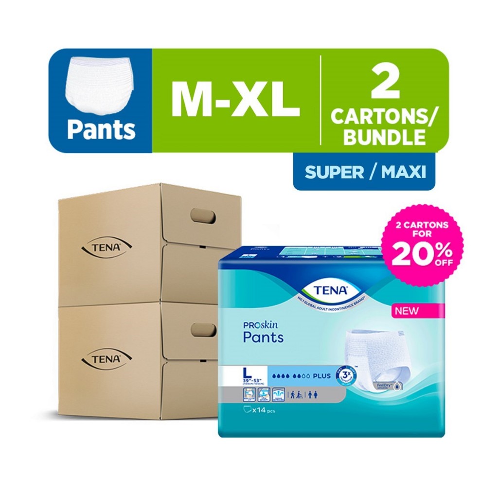 [Bundle of 2 Cartons] TENA PROskin Adult Diaper Pants Super / Maxi ...
