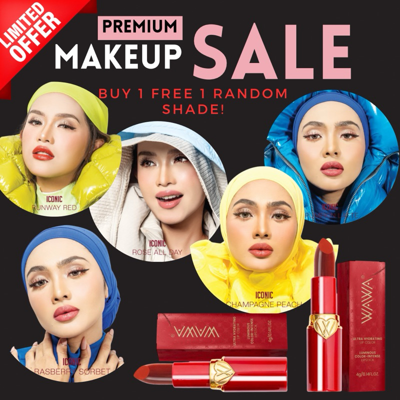 WAWA | ICONIC LIPSTICKS (BUY 1 FREE 1 RANDOM SHADE) | Shopee Singapore