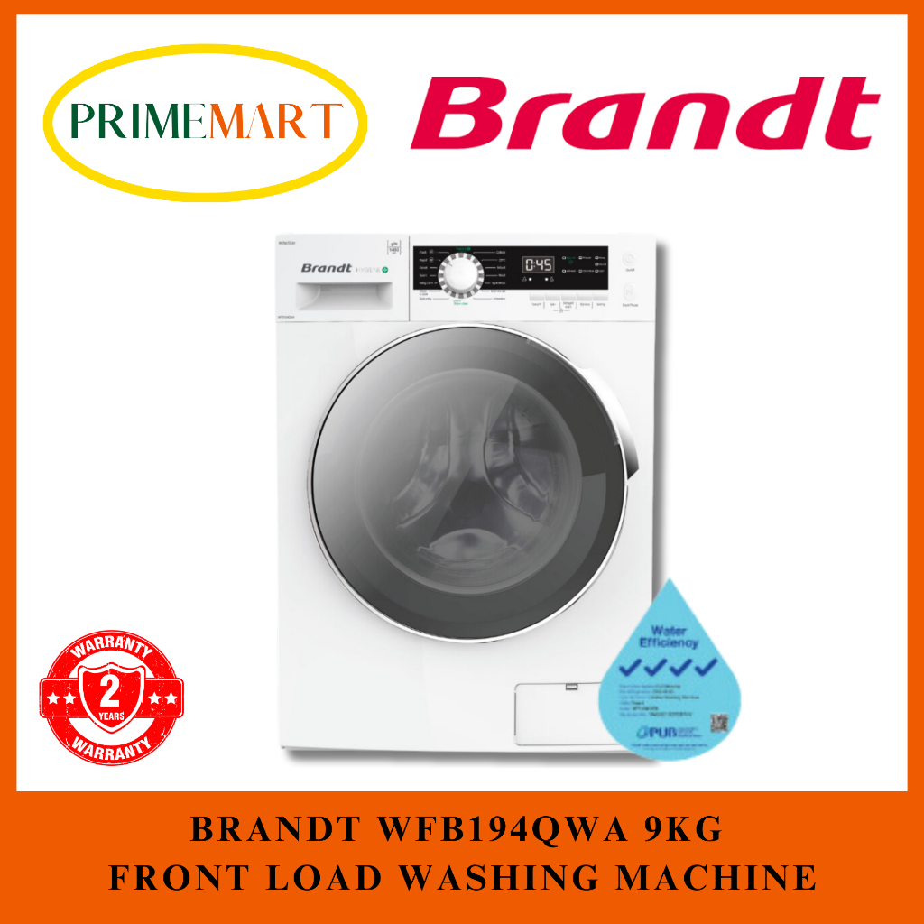BRANDT WFB194QWA 9KG FRONT LOAD WASHING MACHINE + 2 YEARS WARRANTY ...