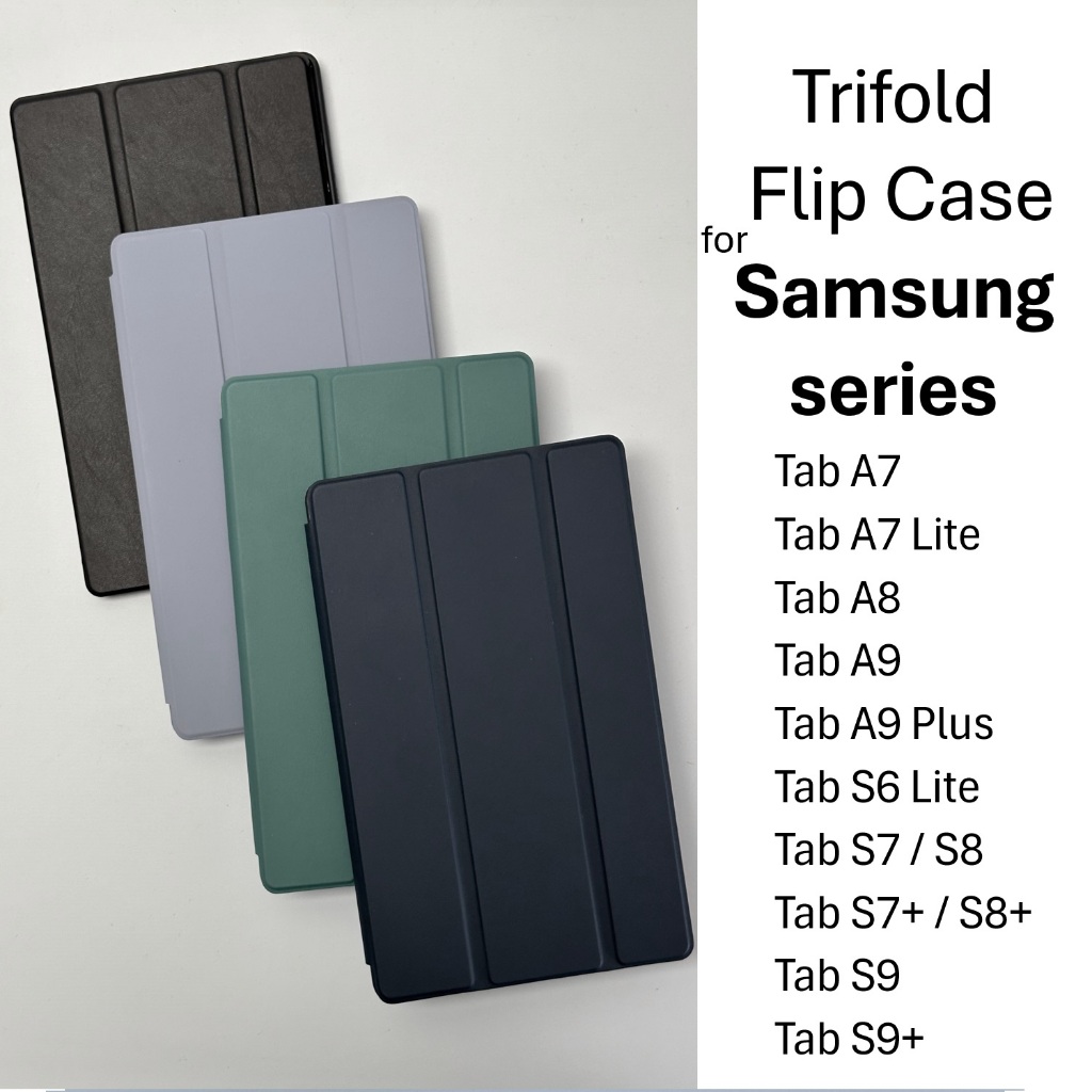 TRIFOLD FLIP CASE for Samsung Tablets [For Tab A7, A7 Lite, Tab A8, A9 ...