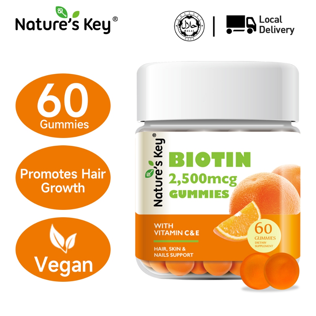 Nature's Key Halal Biotin Gummy 2500mcg - Beauty Hair Skin Nails ...