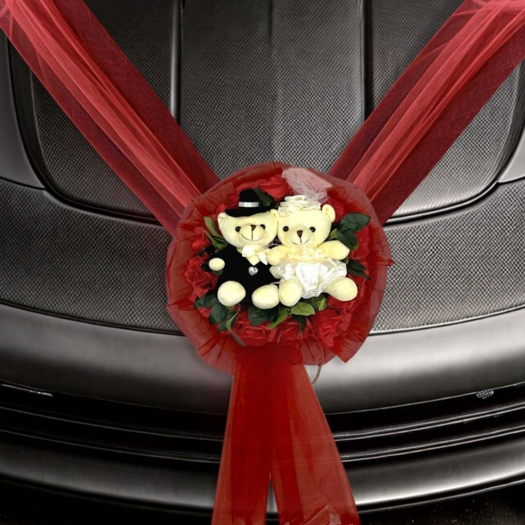 Handcrafted Bridal Wedding Car Decorations Front Bonnet Flowers Ribbon ...