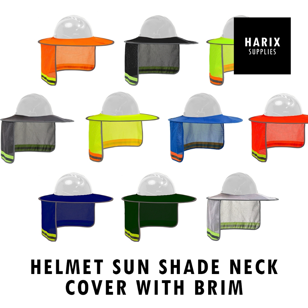 High Visibility Helmet Mesh Neck Sun Shade With Brim Reflective Strip ...
