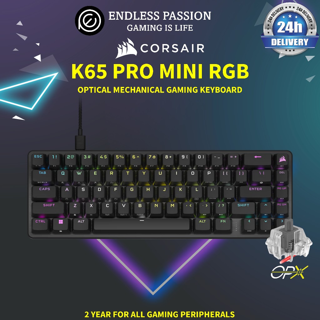 Corsair K65 PRO MINI RGB 65% Optical-Mechanical Wired Gaming Keyboard ...