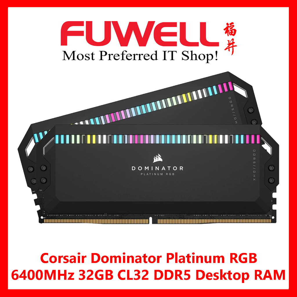 FUWELL- CORSAIR DOMINATOR® PLATINUM RGB 32GB(2x16GB) DDR5 DRAM 6400MT/s ...