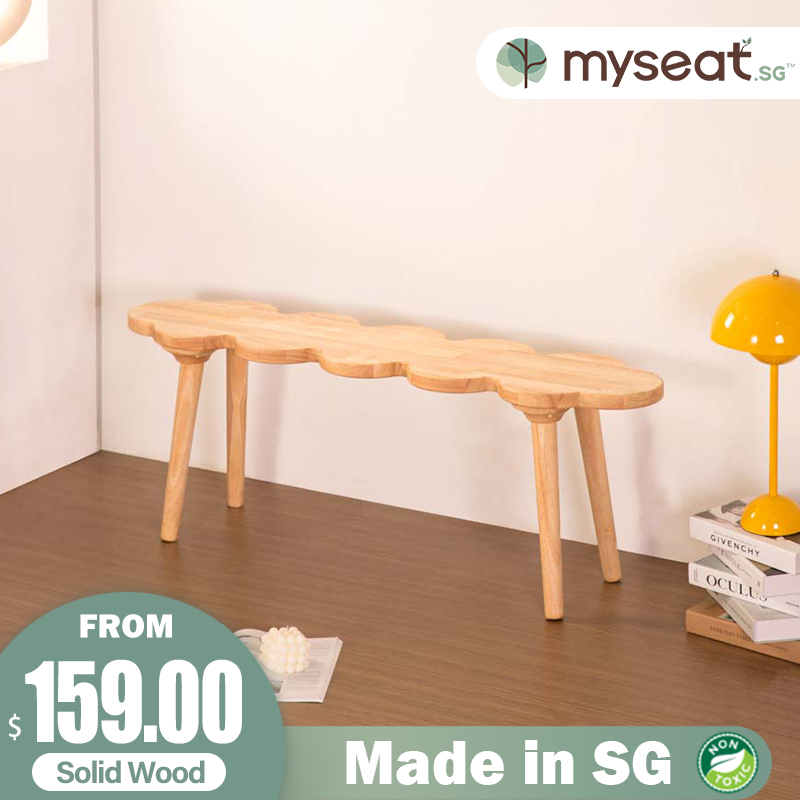 MYSEAT.sg ANAN Solid Wood Bench | Cloud Design Bench | Shopee Singapore