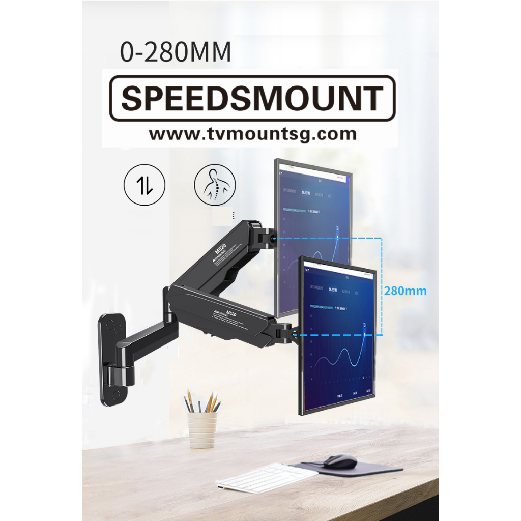 (S100)SGstock 26-30 inch monitor bracket SPEEDSMOUNT+360° Double Swivel ...