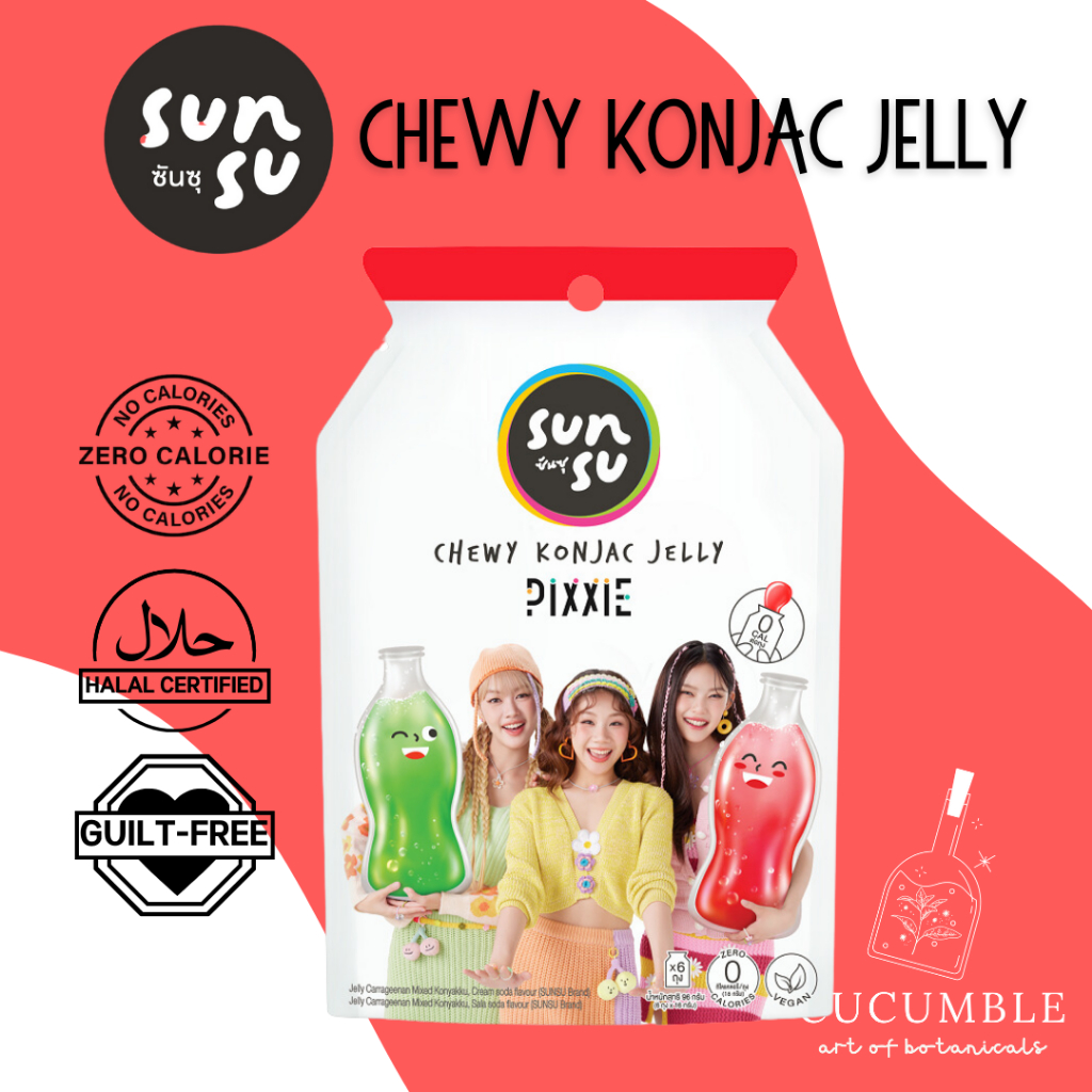 SunSu Chewy Konjac Jelly Assorted NEW Flavours, 16g. x 6pcs/pack - Halal (Thai Imported Snacks ...